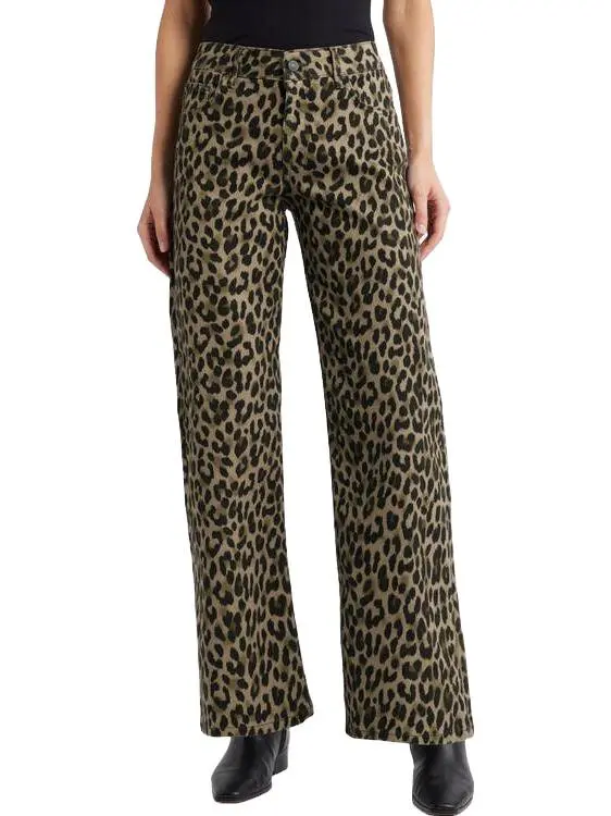 MAVI Sabrina Printed Wide Leg Jeans - Green Leo Denim