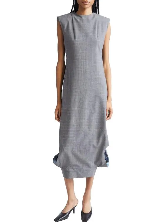 JULIE KEGELS Duany Plaid Wool Gabardine Dress - Grey