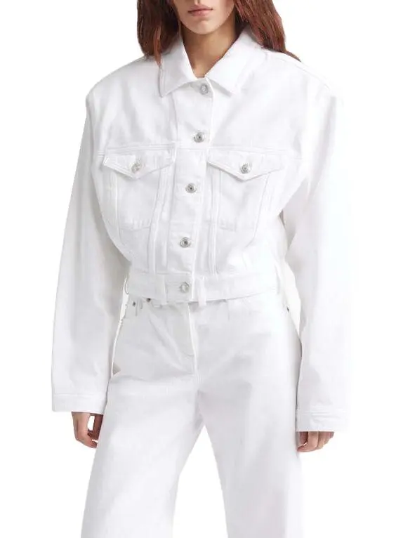 JULIE KEGELS Belted Denim Button-up Shirt - White