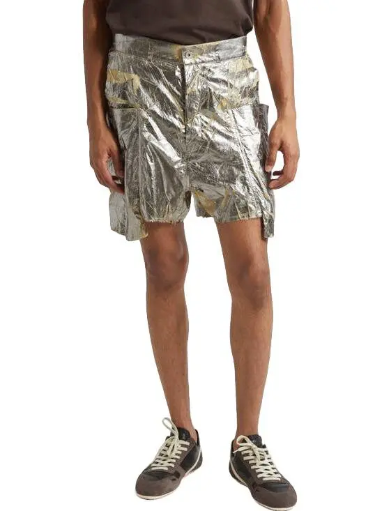 Rick Owens Stefan Metallic Cargo Shorts - Palladium