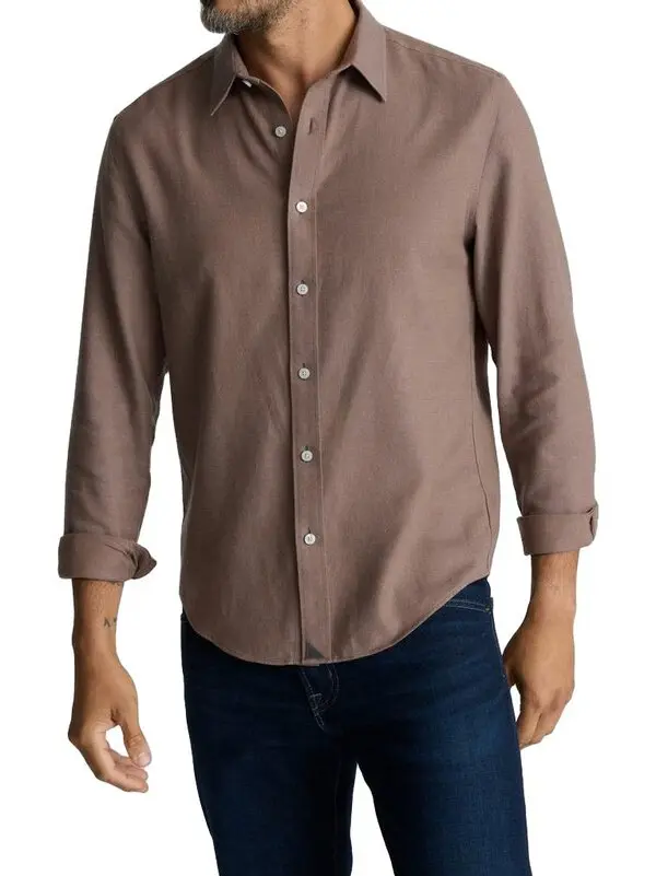 UNTUCKIT Veneto Regular Fit Textured Wrinkle Free Cotton Button-down Shirt - Brown