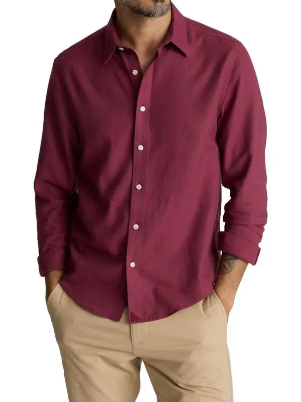UNTUCKIT Veneto Regular Fit Textured Wrinkle Free Cotton Button-down Shirt - Mid Red