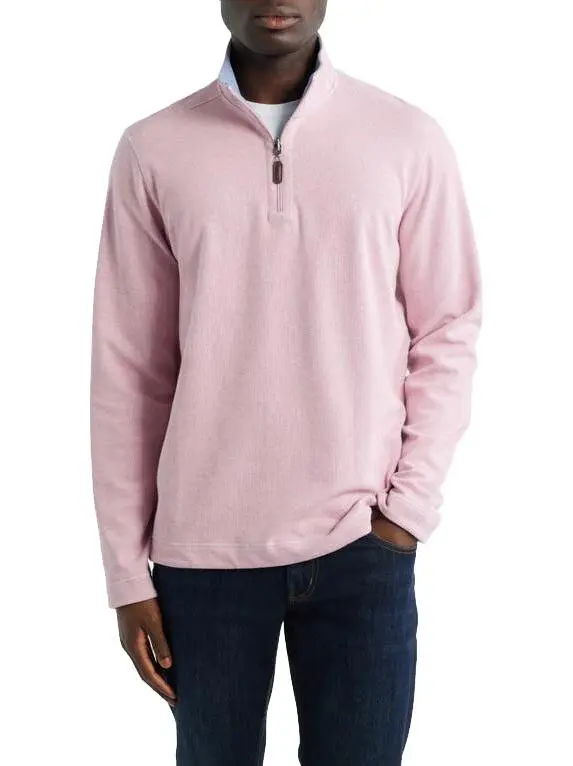 Johnston & Murphy Icon Reversible Cotton Blend Quarter Zip Pullover - Pink/light Blue