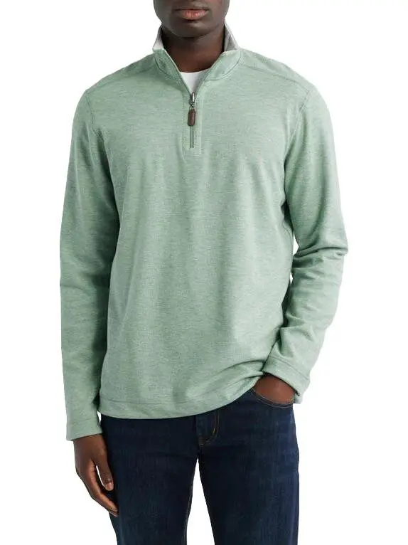 Johnston & Murphy Icon Reversible Quarter Zip Pullover - Sage/white