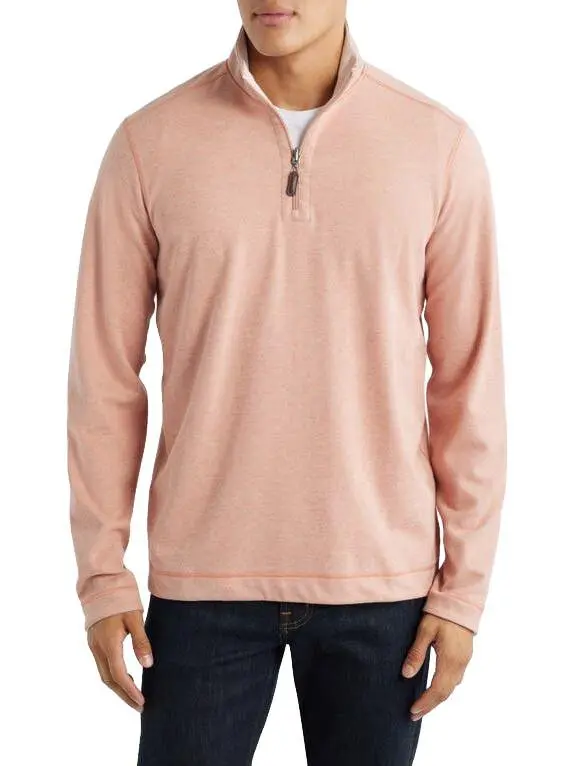 Johnston & Murphy Icon Reversible Quarter Zip Pullover - Peach/white