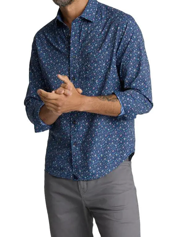 UNTUCKIT Millerford Floral Performance Button-up Shirt - Navy Teal Red