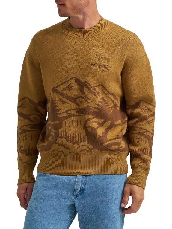 Wrangler X Coors® Intarsia Cotton Blend Crewneck Sweater - Dijon