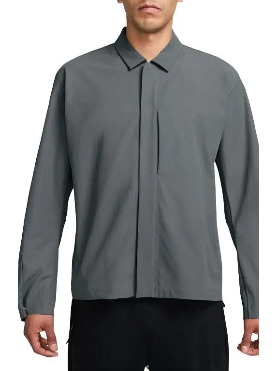 Nike Dri-fit Perfectstretch Zip-up Shirt Jacket - Smoke Grey/nano Grey