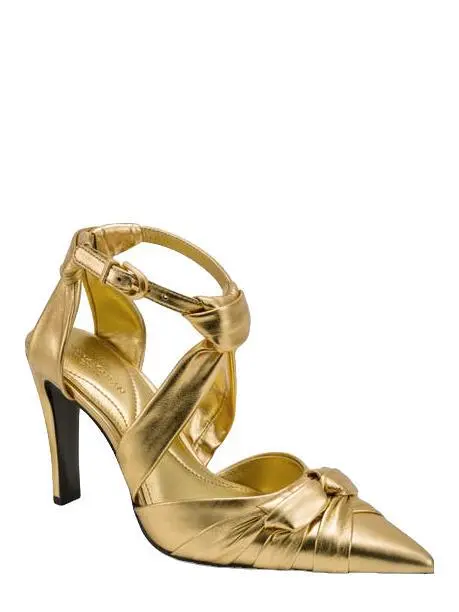 Donna Karan New York Ankle Strap Pointed Toe Pump - Gold