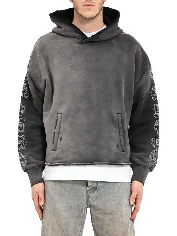 PURPLE BRAND Oversized Heavyweight Cotton Fleece Hoodie - Black