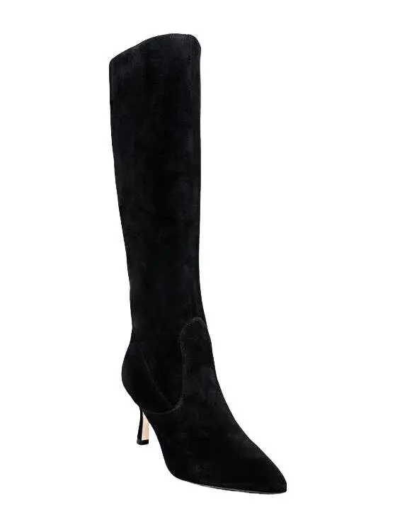 L'Agence Marya Knee High Boot - Black Suede