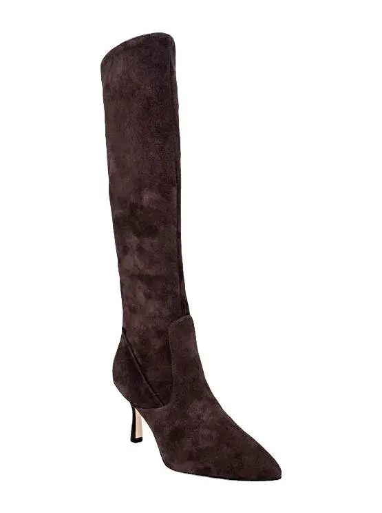 L'Agence Marya Knee High Boot - Dark Brown Suede