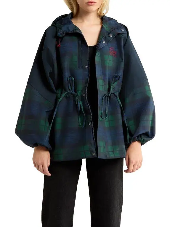 DAMSON MADDER Liu Plaid Raincoat - Navy