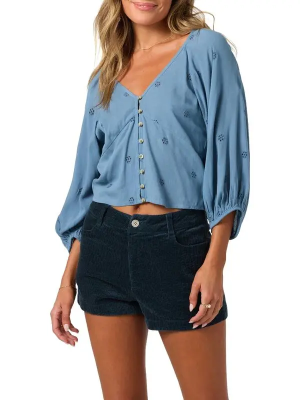 O'Neill Posie Eyelet Crop Top - Provincial Blue
