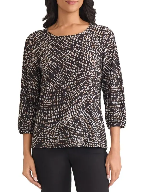 Jones New York Scattered Dot Top - Jones Black Multi