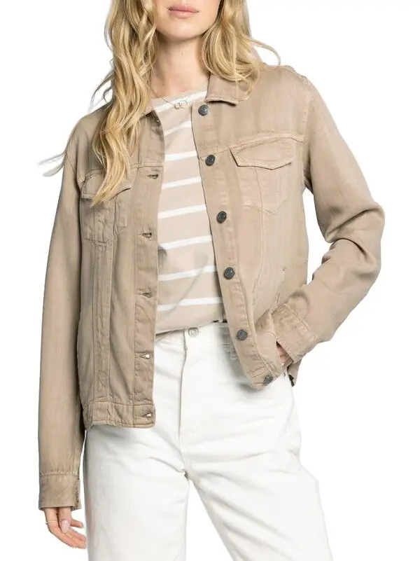 THREAD & SUPPLY Jackie Denim Trucker Jacket - Taupe