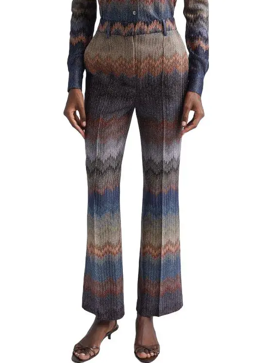Missoni Stripe Metallic Pleated Trousers - Blue Tones On Dark Base