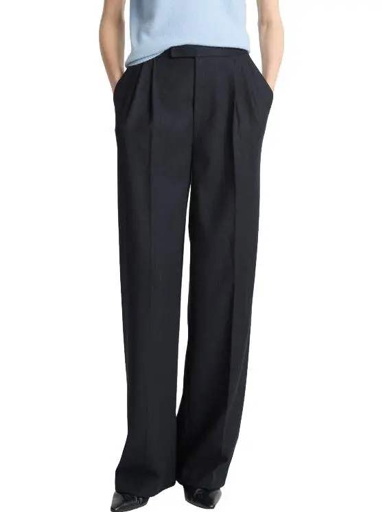 Vince Pleated Wide Leg Trousers - Coastal