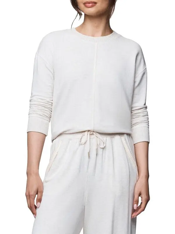 Splendid Ribbed Trim Sweatshirt - Pale Oak White Heather