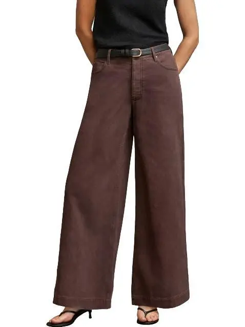 RO&ZO Wide Leg Cotton Jeans - Chocolate