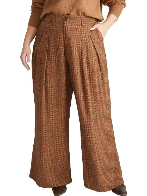 Universal Standard Wide-leg Cupro Pants - Brown Hacienda Print