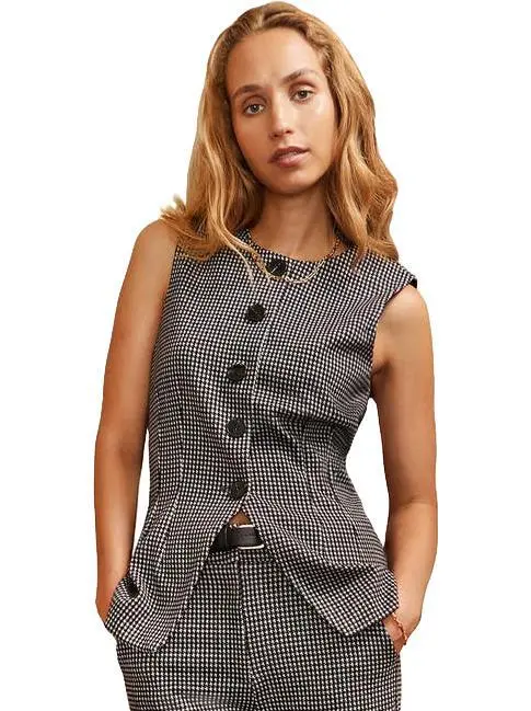 RO&ZO Houndstooth Waistcoat - Grey
