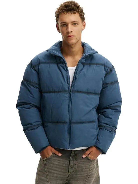 COTTON ON Vermont Puffer Jacket - Smoke Blue
