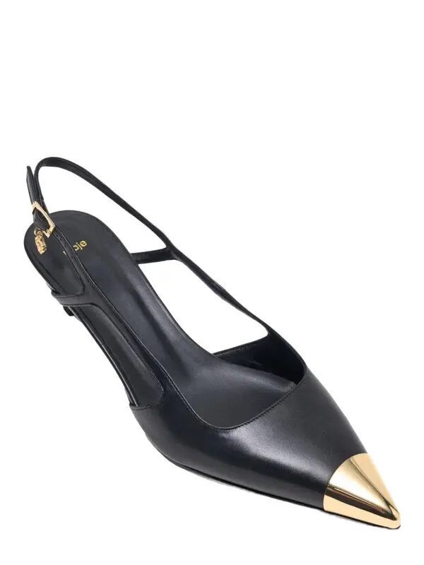 Maje Smooth Leather Slingback Pumps - Black