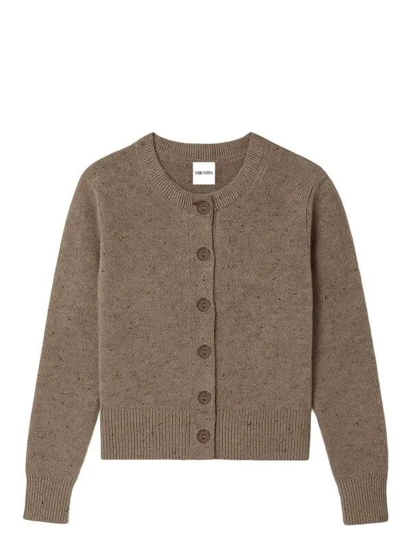 VIR VITA Cashmere Button-up Cardigan - Walnut