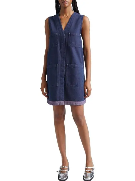 Stine Goya Contrast Hem Denim Dress - Dusky/dried Rose