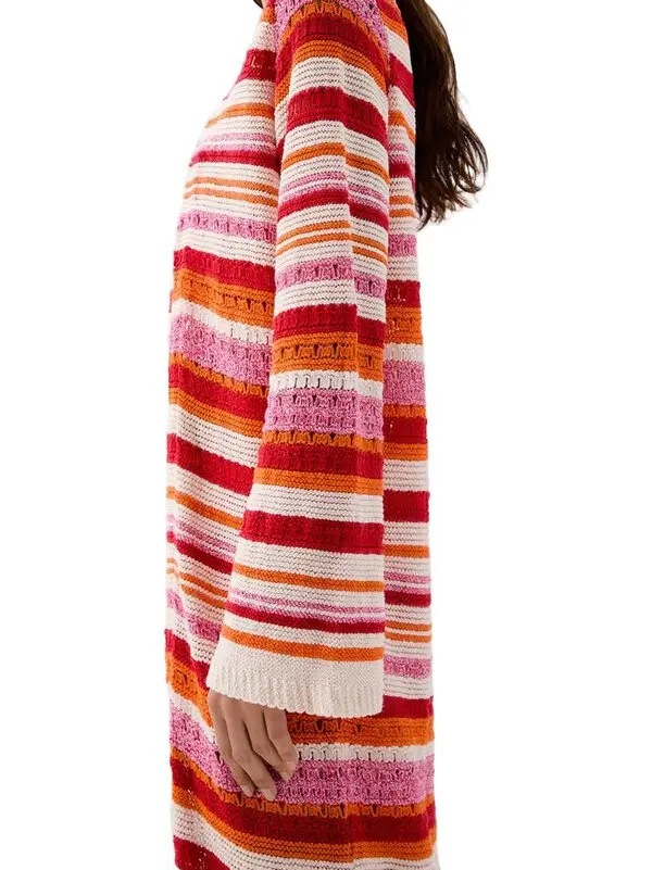 SCALPERS Striped Crochet Cardigan - Multi-red