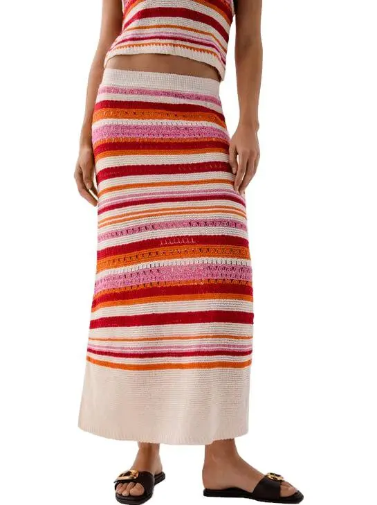 SCALPERS Crochet Organic Cotton Skirt - Multi-red
