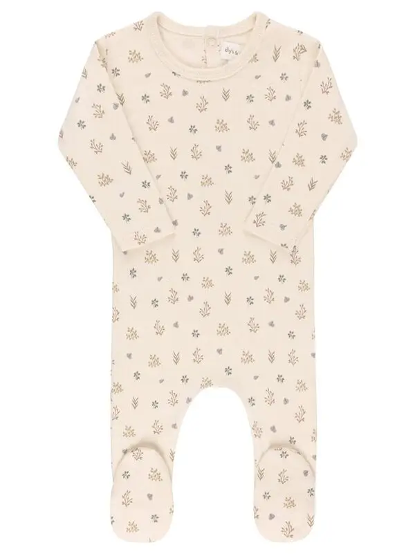 ELY'S & CO. Garden Floral Print Footie - Ivory Boy