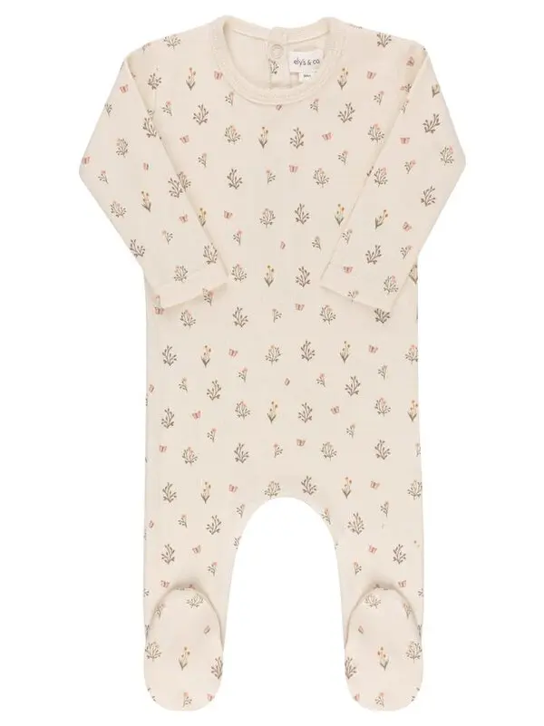 ELY'S & CO. Garden Floral Print Footie - Ivory Girl