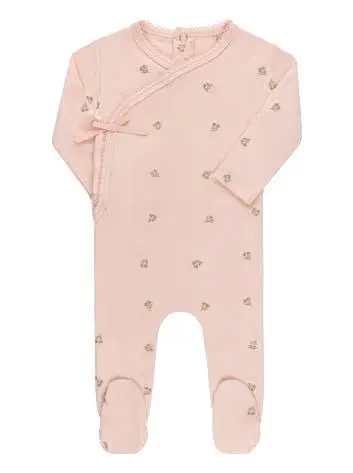ELY'S & CO. Embroidered Collection Footie - Pink Tulip