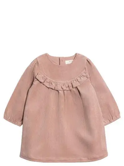 KENDI Dafina Corduroy Ruffle Dress - Mauve