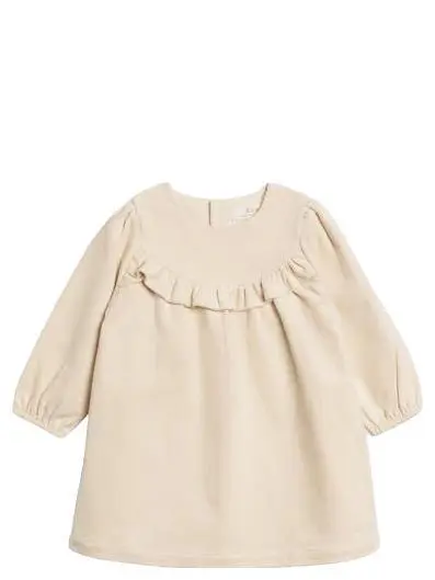 KENDI Dafina Corduroy Yoke Ruffle Dress - Cream