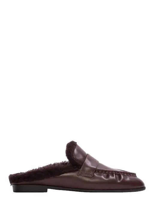 BLACK SUEDE STUDIO Theo Backless Loafer - Chocolate Leather