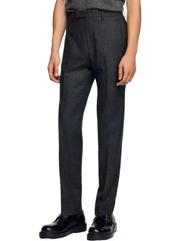 Sandro Wool Suit Trousers - Heather Charcoal