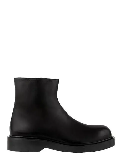 Sandro Zipped Leather Ankle Boots - Black