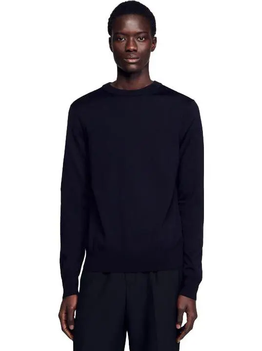Sandro Merino Wool Sweater - Navy Blue