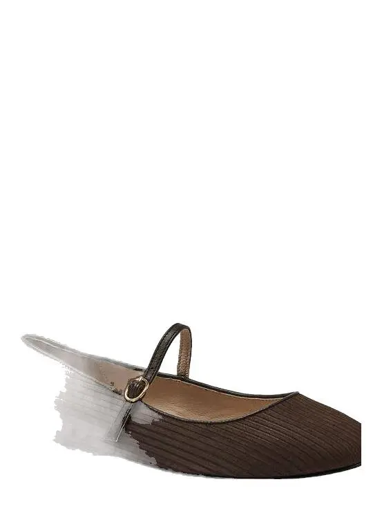 LANDS' END Classic Corduroy Mary Jane Flats - Deep Chocolate