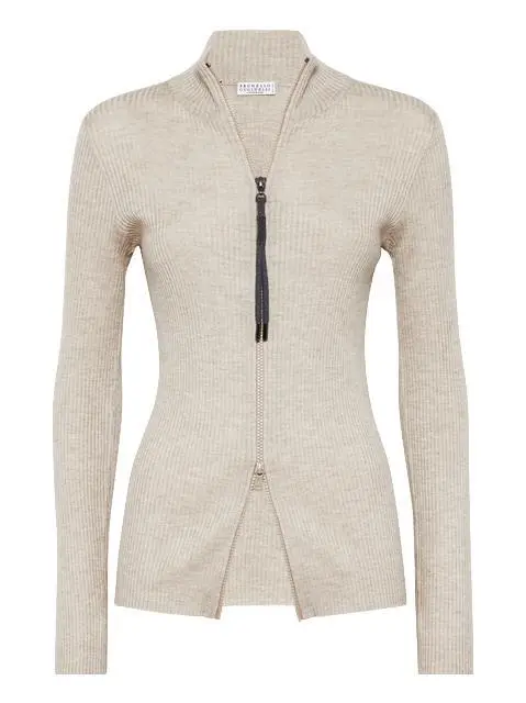 Brunello Cucinelli Cashmere And Silk Cardigan - Desert