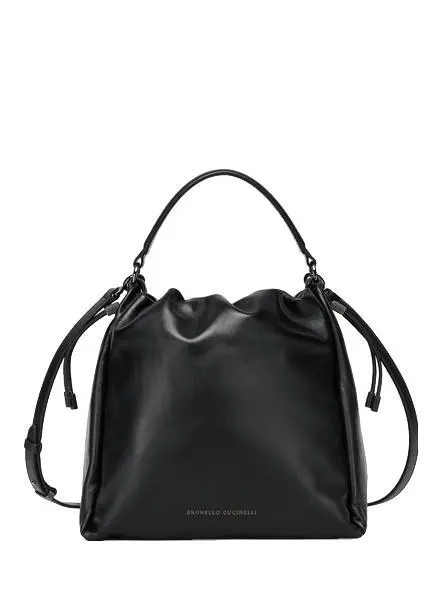 Brunello Cucinelli Leather Bucket Bag - Black