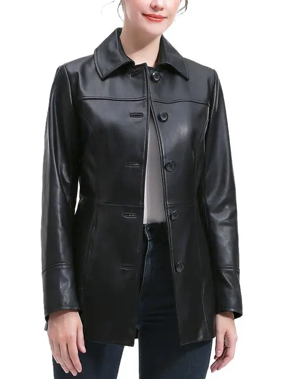 KIMI + KAI Ailany Leather Car Coat - Black
