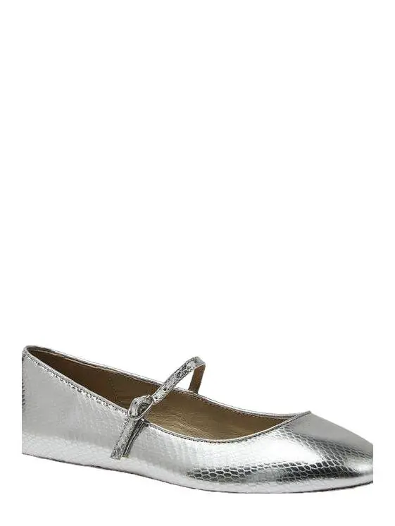 LANDS' END Classic Metallic Mary Jane Flats - Silver