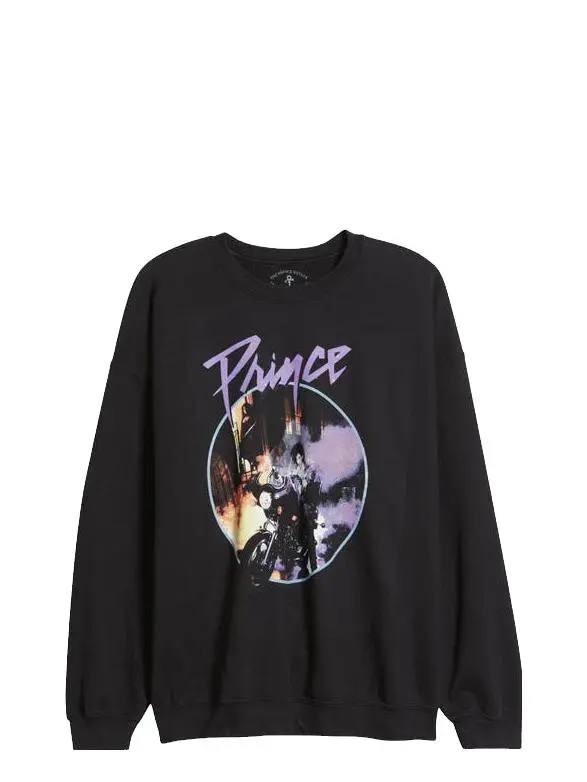 MERCH TRAFFIC Prince Purple Rain Graphic Sweatshirt - Solid Black