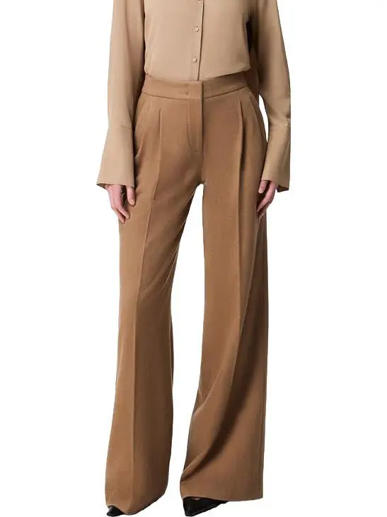 Another Tomorrow Pleated Wide-leg Trousers - Camel
