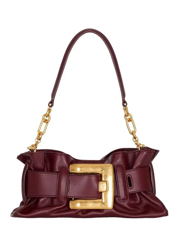 Balmain Mini Anthem Leather Shoulder Bag - 3ar Eggplant