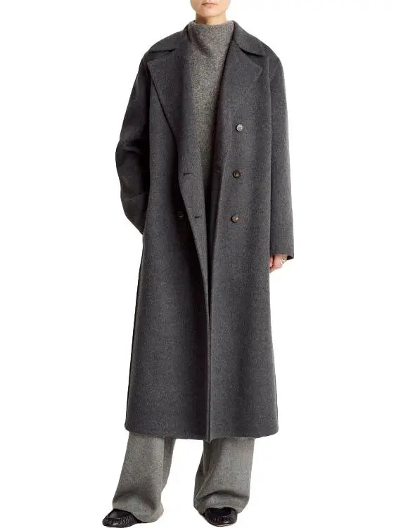 Vince Double-breasted Wool Blend Coat - Charcoal